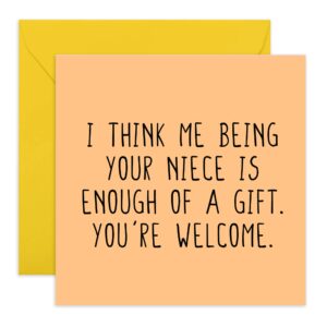 central 23 aunt birthday card - sarcastic mother's day card from niece - 'me being your niece' - funny greeting cards for men - fathers day card for uncle - comes with stickers