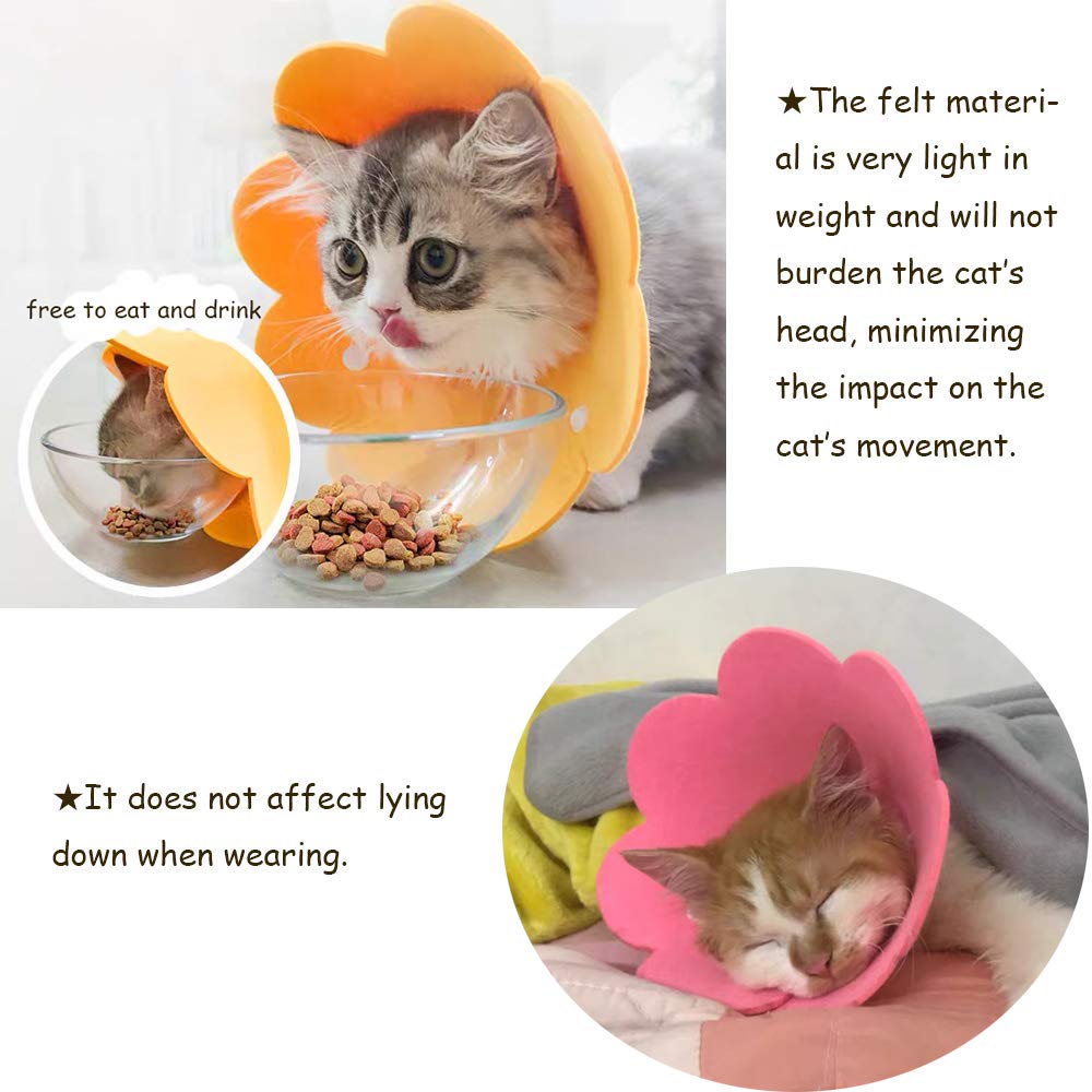 Lanyihome Cat Recovery Collar - Cute Flower Neck Cat Cones After Surgery, Adjustable Cat E Collar, Surgery Recovery Elizabethan Collars for Kitten Cats Puppy Rabbits M Size (2pcs)