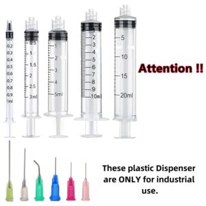 30 Pack 1ml, 3ml, 5ml, 10ml, 20ml Glue Dispenser with14ga,16ga, 18ga, 20ga, 22ga, 25ga Glue tip and Caps for Measuring and Refilling, Glue Applicator or Oil