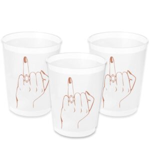 bachelorette party cups - rose gold ring finger cups, 16 count, 16 oz. - bridal shower, engagement party decoration and bride to be gift