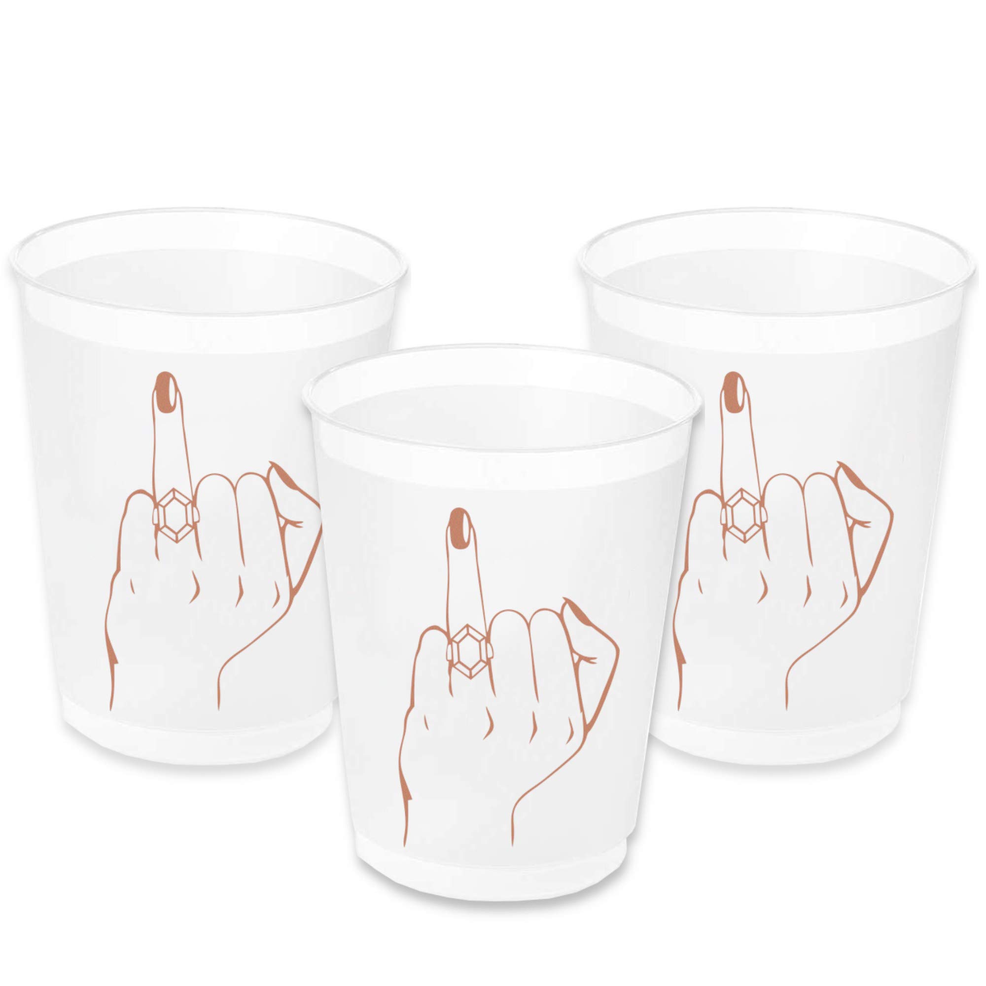 Bachelorette Party Cups - Rose Gold Ring Finger Cups, 16 Count, 16 Oz. - Bridal Shower, Engagement Party Decoration and Bride To Be Gift