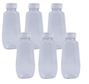 natural farms wide mouth oval plastic dressing/sauce jar with flip top lid and foam liner to seal - 6 pack - 12 oz squeeze bottles