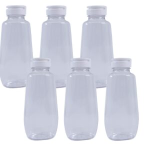 Natural Farms Wide Mouth Oval Plastic Dressing/Sauce Jar with Flip Top Lid and Foam Liner to Seal - 6 Pack - 12 Oz Squeeze Bottles