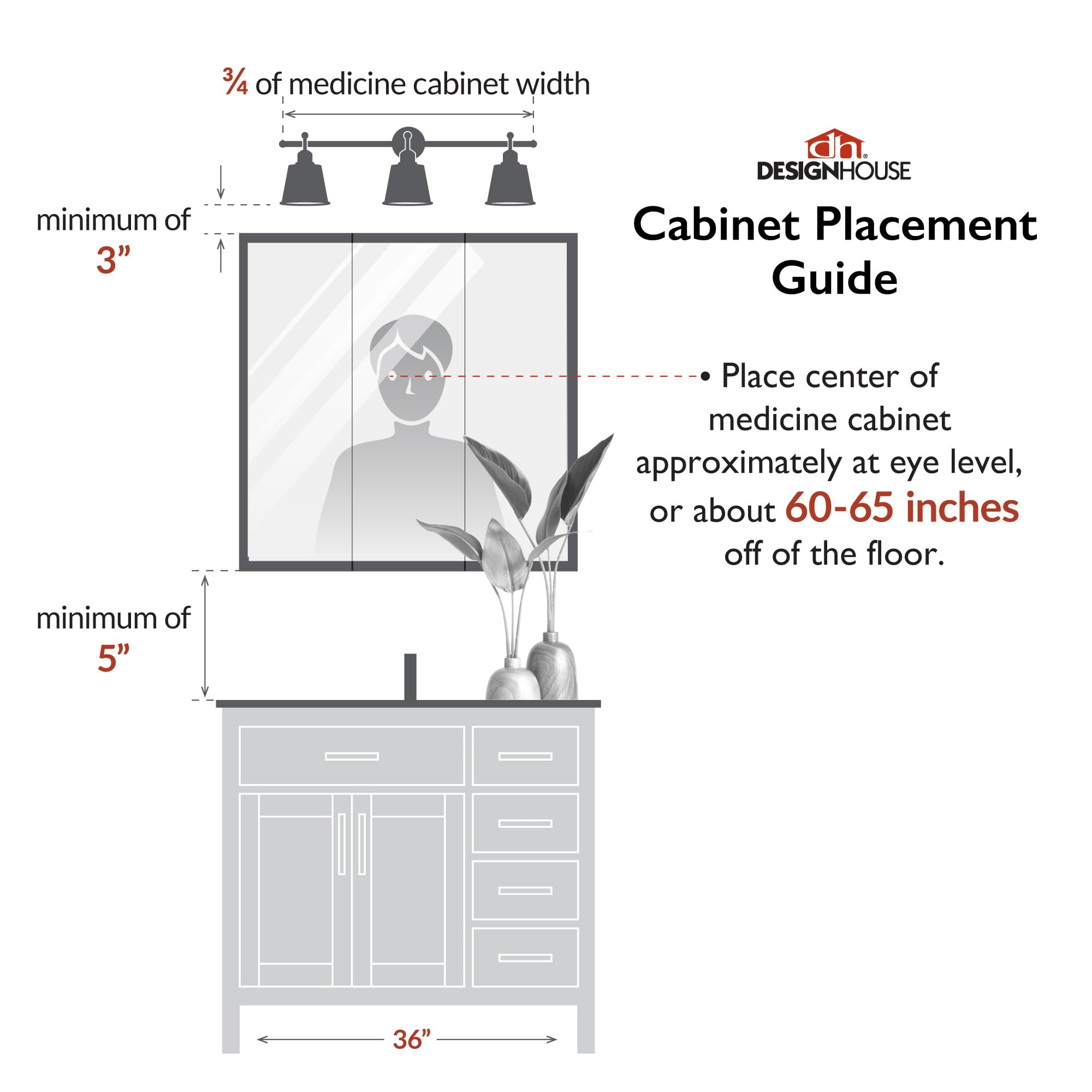 Design House 30 Inch Richland Bathroom Medicine Cabinet, Wall Mounted, Mirror, Oak, 530600-NOK