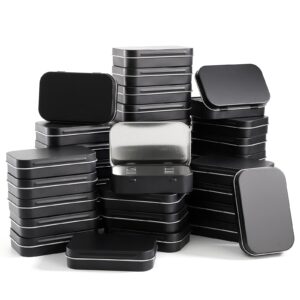 Lawei 40 Pack Metal Rectangular Empty Hinged Tins - Black Matte Mini Portable Box Containers Small Storage Kit for Home Organizer Storage Drawing Pin Jewelry Crafts