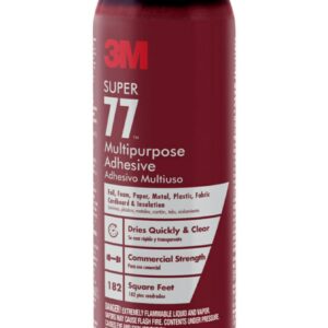 3M Super 77 Multipurpose Spray Adhesive, 13.8 oz., Provides Secure Bond In 15 Seconds, Dries Clear, Ideal For Plastic, Glass, Paper, Fabric, Wood, Foam, Cardboard, Fiberglass & More (77-DSC)