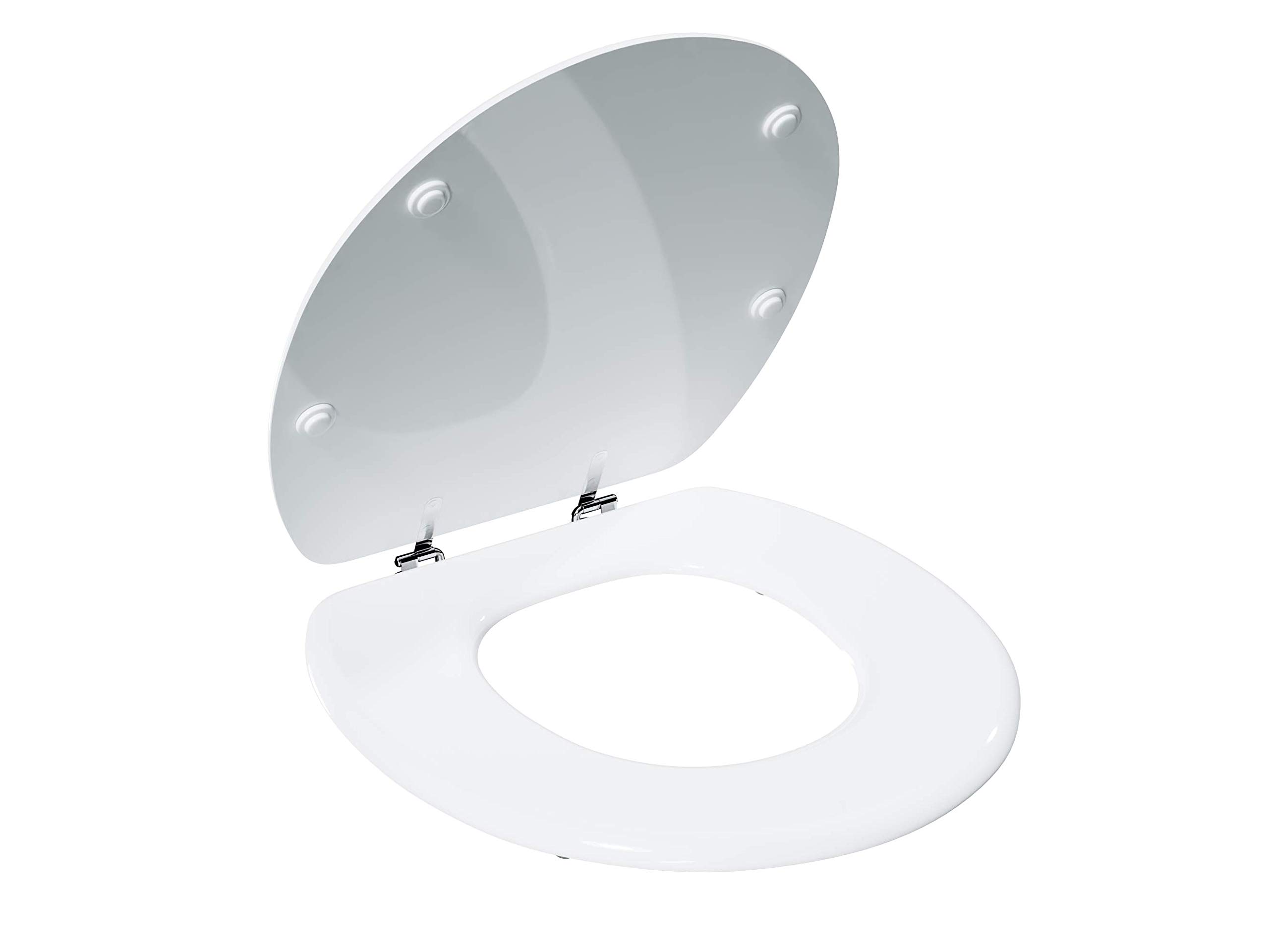 ANZZI XL Comfort Round Oversized Toilet Seat with Cover, Durable High Grade Plastic and Stainless Steel Hinges 800 Pound Capacity Closed Toilet Seat in White (T1-AZ301WH)