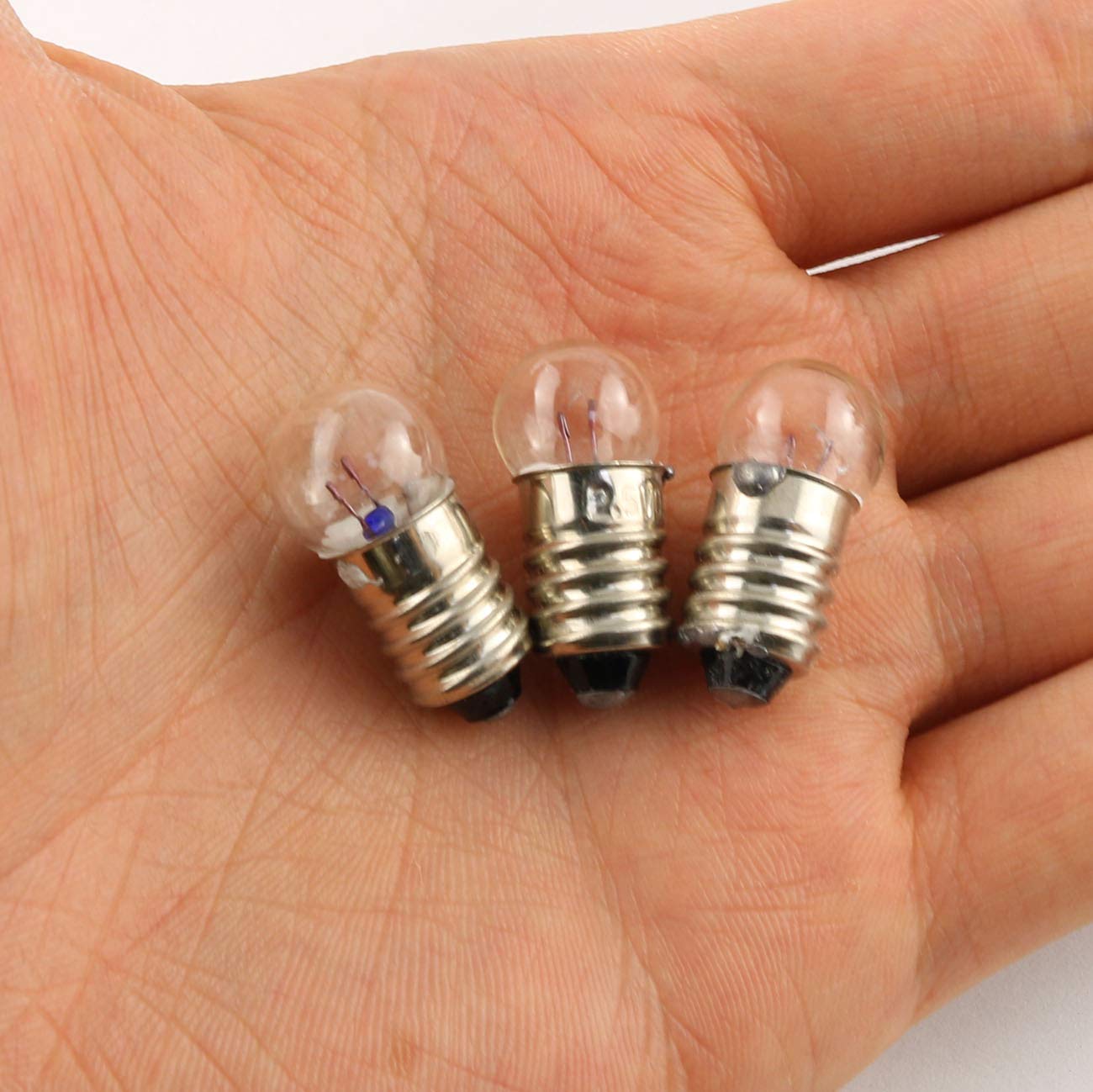 E-outstanding 10pcs E10 Mini Light Bulbs Experiment Screw Base Indicator Light Incandescent Bulb, 2.5V 0.3A