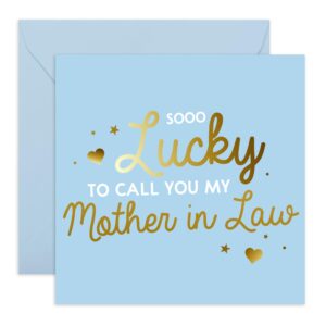 central 23 mothers day card from son in law - 'so lucky to call you my mother in law' - sweet mother in law birthday cards - birthday card from daughter in law - comes with fun stickers