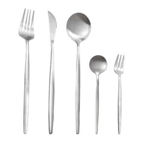 piler 30-piece dinner knife fork spoon salad fork teaspoon set, stainless steel flatware, for 6 bright silver