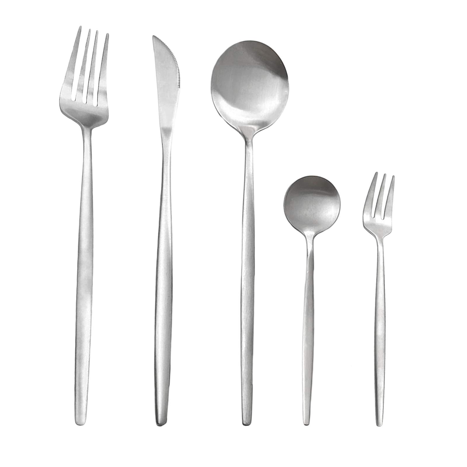 PILER 30-Piece Dinner Knife Fork Spoon Salad Fork Teaspoon Set, Stainless Steel Flatware, For 6 Bright Silver