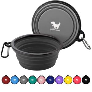 collapsible dog bowls for travel, 2-pack dog portable water bowl for dogs cats pet foldable feeding watering dish for traveling camping walking with 2 carabiners, bpa free