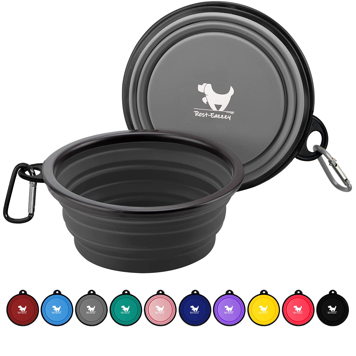 Collapsible Dog Bowls for Travel, 2-Pack Dog Portable Water Bowl for Dogs Cats Pet Foldable Feeding Watering Dish for Traveling Camping Walking with 2 Carabiners, BPA Free