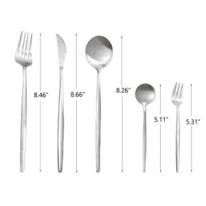 PILER 30-Piece Dinner Knife Fork Spoon Salad Fork Teaspoon Set, Stainless Steel Flatware, For 6 Bright Silver