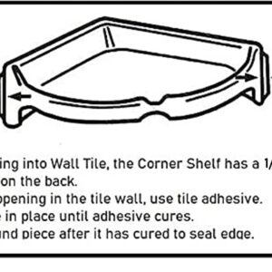 Tenedos White Glazed Ceramic Bathroom Accessory (Corner Shower) - Shampoo and Big Soap Holder- Not Flat Surface Installation