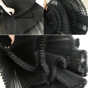 Tong Gu 59 x 39 inch Organ Pleated Organza Fabric Sheer Mesh Tulle DIY Craft Material by Meter (Black)