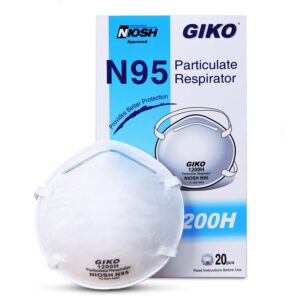 giko n95 face mask - 20pcs cup dust safety masks, n95 protective mask, protection against pm2.5 dust, fire smoke, filter efficiency≥95%, white