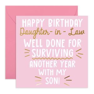 central 23 - funny birthday card for her - 'happy birthday daughter-in-law' - happy birthday card - daughter-in-law birthday card - cheeky greeting card for her - comes with fun stickers