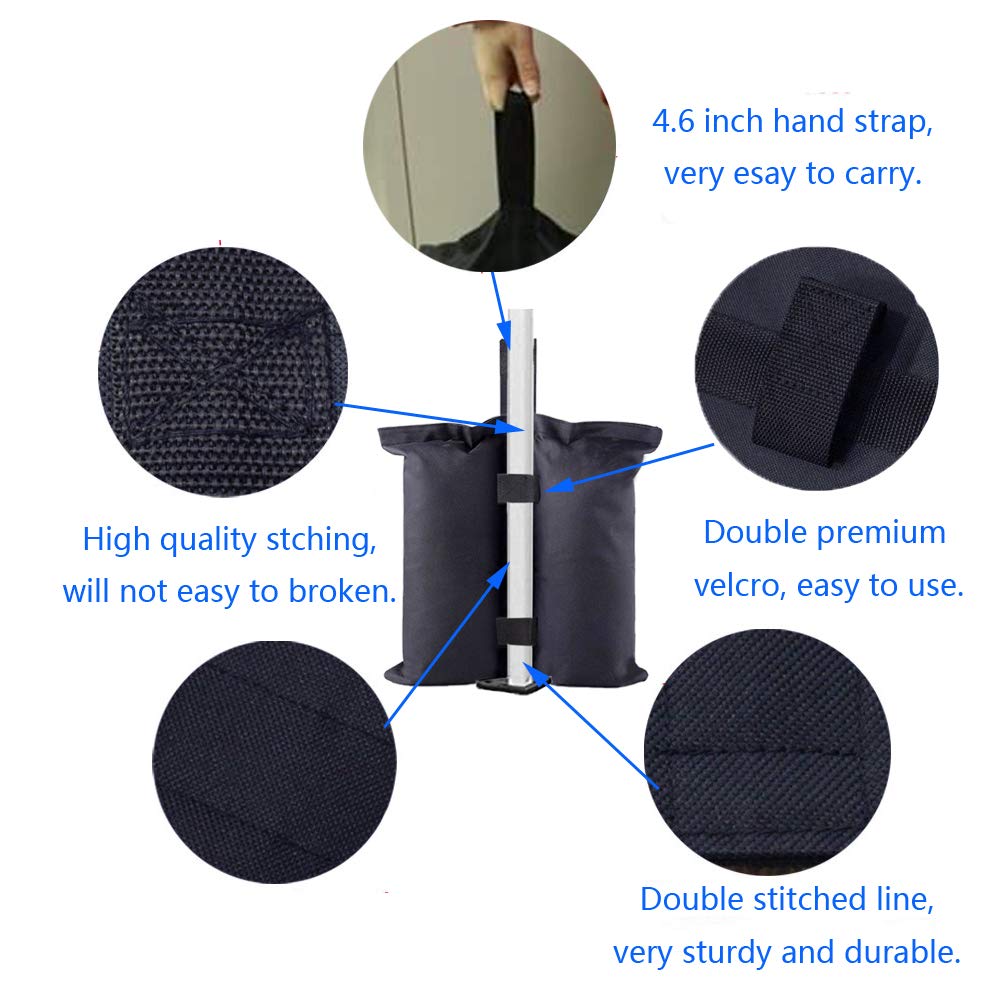 TESSLOVE Industrial Grade Weight Bags, Sand Bags Leg Weights for Pop up Canopy Tent, Patio Umbrella, Outdoor Furniture(Bags Only, Sand Excluded)