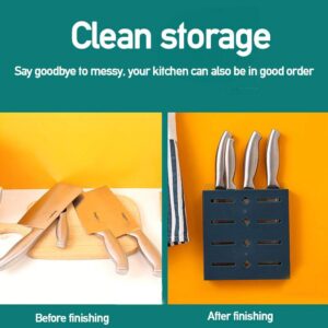 QIANSHENG Plastic Kitchen Knife Block Wall Mounted Knife Holder Storage Rack Drain Shelf 3 Slots Knife Rest Knife Organizer