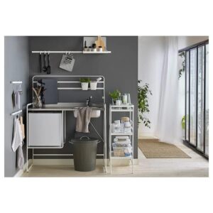 Ikea SUNNERSTA - Rail with 4 Hooks and 2 containers, [White],Length: 60 cm