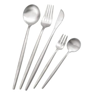 PILER 30-Piece Dinner Knife Fork Spoon Salad Fork Teaspoon Set, Stainless Steel Flatware, For 6 Bright Silver