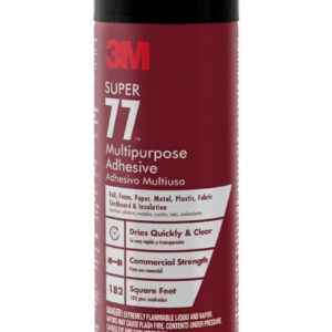 3M Super 77 Multipurpose Spray Adhesive, 13.8 oz., Provides Secure Bond In 15 Seconds, Dries Clear, Ideal For Plastic, Glass, Paper, Fabric, Wood, Foam, Cardboard, Fiberglass & More (77-DSC)