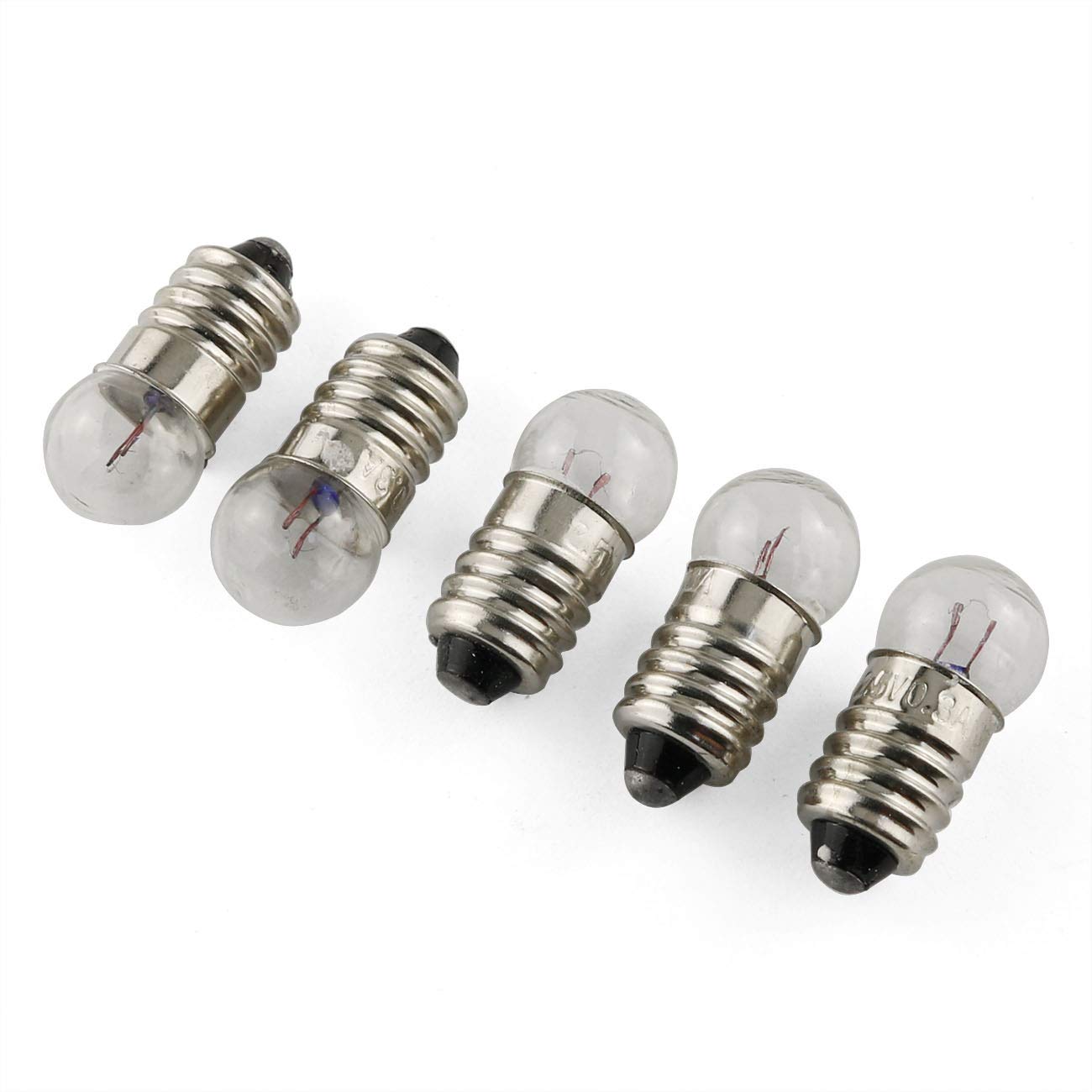 E-outstanding 10pcs E10 Mini Light Bulbs Experiment Screw Base Indicator Light Incandescent Bulb, 2.5V 0.3A