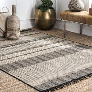 nuloom indoor/outdoor modern moroccan megan area rug, 4' x 6', grey