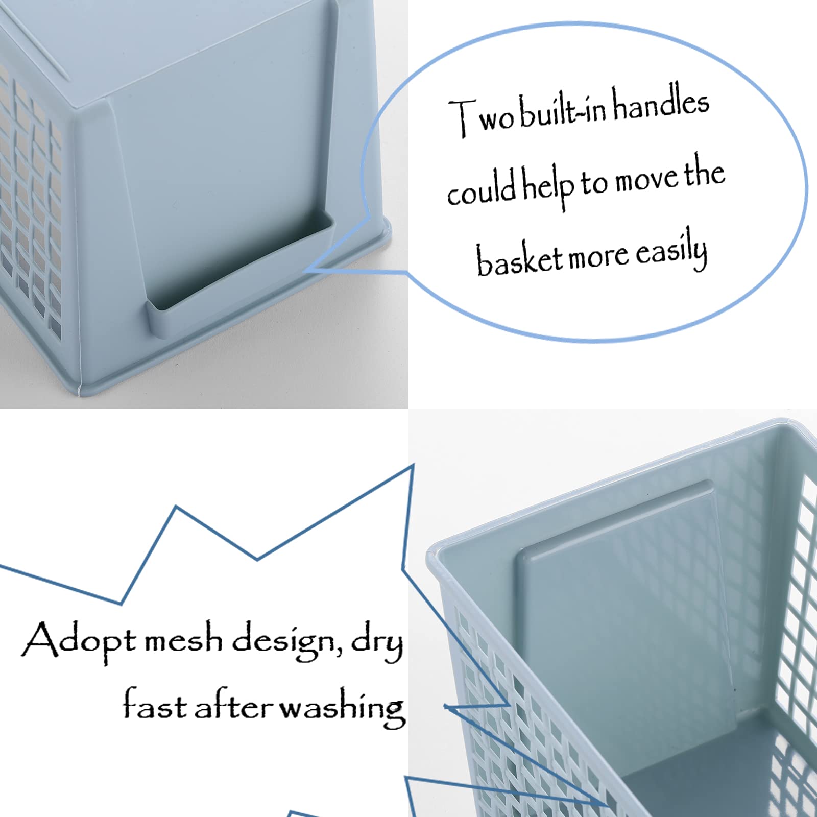 Awekris Plastic Storage Baskets, 6 Pack Small Pantry Organizer Bins Sturdy Storage Box Baskets for Home, Fridge, Freezer Organizer