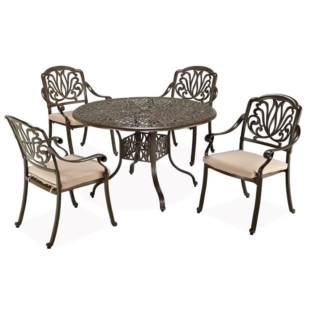 Homestyles 6659-328 5 Piece Outdoor Dining Set, 48" Table, Taupe