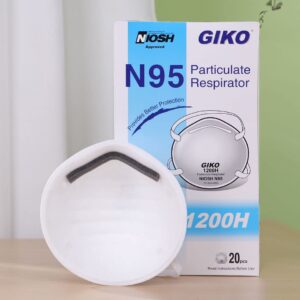 GIKO N95 Face Mask - 20Pcs Cup Dust Safety Masks, N95 Protective Mask, Protection Against PM2.5 Dust, Fire Smoke, Filter Efficiency≥95%, White