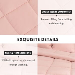 RECYCO Twin/Twin XL Comforter Set for College Girls Boys, Duvet Insert Bed Comforters & Sets with Pillow Sham, Lightweight Ultra Soft Quilted Down Alternative Comforter, Blush Pink