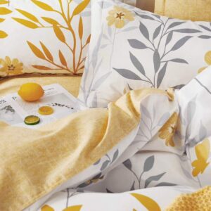 SLEEPBELLA Duvet Cover Set 600 Thread Count Cotton Bedding Set (Twin, Yellow)