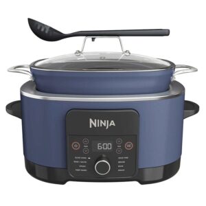 ninja foodi possiblecooker pro 8.5 quart multi-cooker, with 8-in-1 slow cooker, dutch oven, steamer, glass lid integrated spoon, nonstick, oven safe pot to 500°f, navy