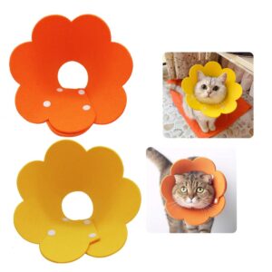 lanyihome cat recovery collar - cute flower neck cat cones after surgery, adjustable cat e collar, surgery recovery elizabethan collars for kitten cats puppy rabbits m size (2pcs)