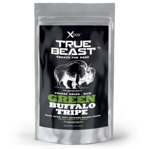 xdog green buffalo tripe dog training treats by true beast | premium grain free dog treat made w/pure freeze dried tripe | grass fed, all natural, no additives | made in the usa | raw dog treats