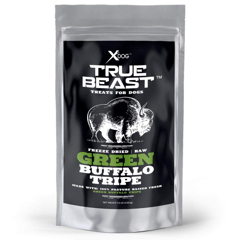 Xdog Green Buffalo Tripe Dog Training Treats by True Beast | Premium Grain Free Dog Treat Made w/Pure Freeze Dried Tripe | Grass Fed, All Natural, No Additives | Made in The USA | Raw Dog Treats