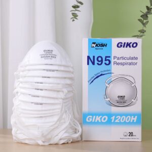 GIKO N95 Face Mask - 20Pcs Cup Dust Safety Masks, N95 Protective Mask, Protection Against PM2.5 Dust, Fire Smoke, Filter Efficiency≥95%, White