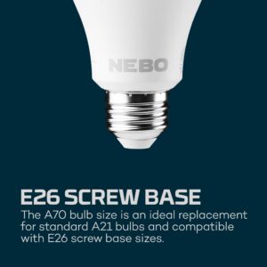 NEBO Blackout Backup LED Emergency Bulb for Emergencies, Rechargeable Bulb Fits into Most Light Fixtures Providing Up to 12 Hours of Light, One White Bulb Included