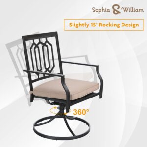 Sophia & William Outdoor Metal Swivel Chairs Set of 2 Patio Dining Rocker Chair with Cushion Furniture Set for Garden Backyard Bistro, 300 lbs