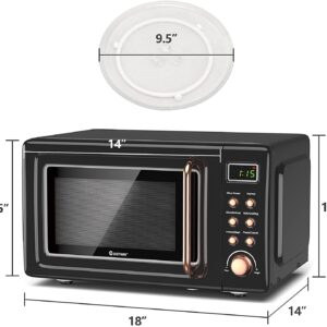 Moccha Compact Retro Microwave Oven, 0.7Cu.ft, 700-Watt Countertop Microwave Ovens w/5 Micro Power, Delayed Start Function, LED Display, Child Lock (Black)