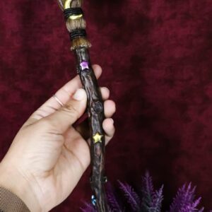 Ebros Hocus Pocus Stars and Moon Witch's Broom Magic Wand Cosplay Wands Witches Pagan Occult Decorative Magical Spells Sorcery Costume Prop Display Accessory