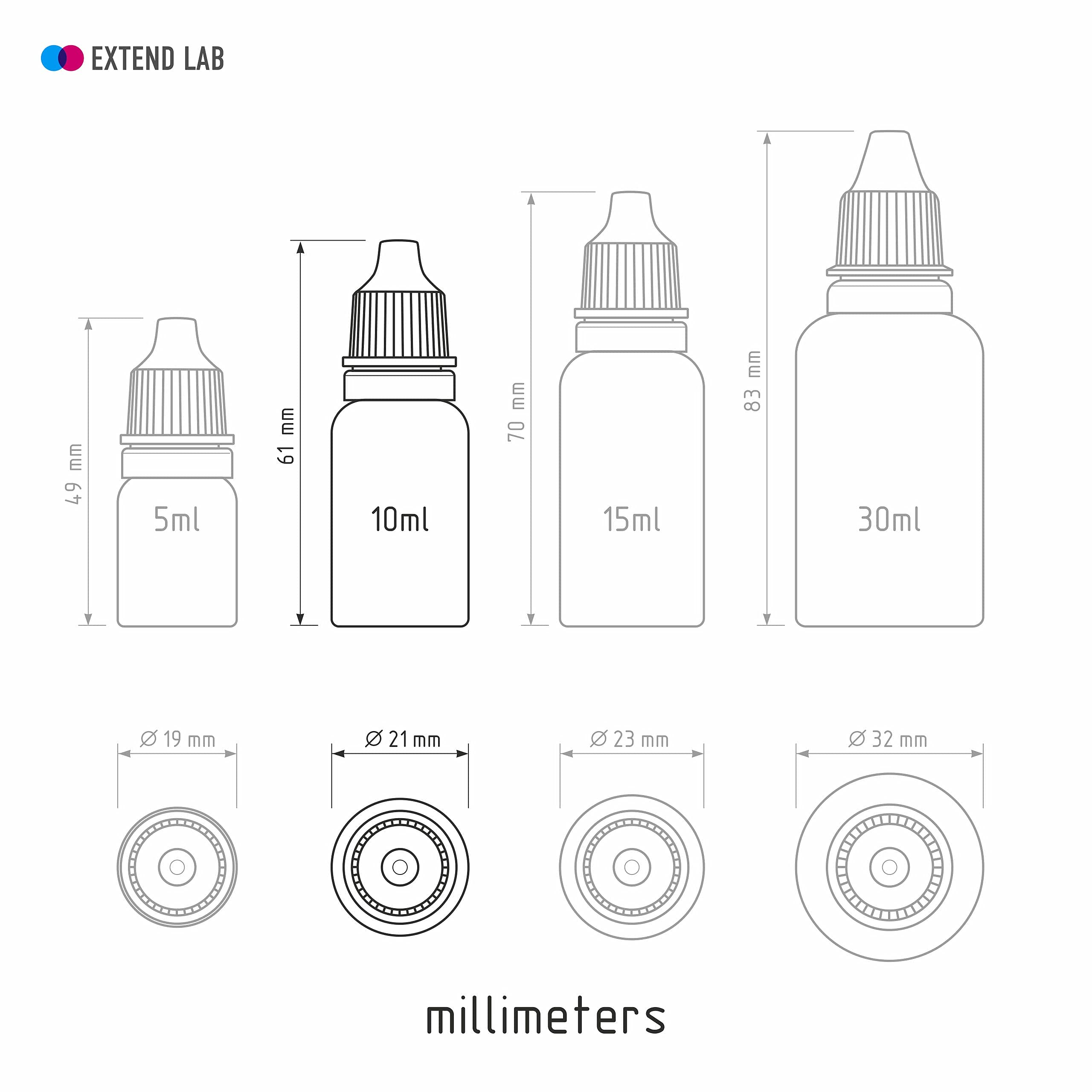 EXTEND LAB 5 PCS 10ml Plastic Dropper Bottle - Squeezable Eye Dropper Bottles - Refillable Mini Dropper Bottles with Srew Cap - Ideal for Essence, Oil