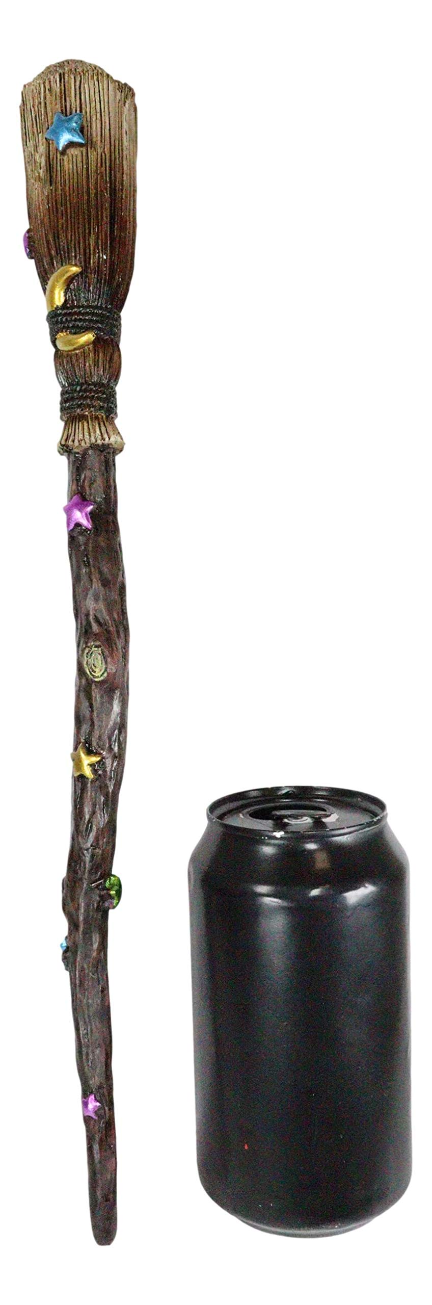 Ebros Hocus Pocus Stars and Moon Witch's Broom Magic Wand Cosplay Wands Witches Pagan Occult Decorative Magical Spells Sorcery Costume Prop Display Accessory