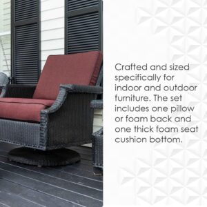 RSH DECOR: Deep Seating Foam Cushion Set | 24” x 24” Seat | All-Weather Spun Fabric | Water and Fade-Resistant | Outdoor Chair Cushion Set for Patio Furniture | Casco Pewter