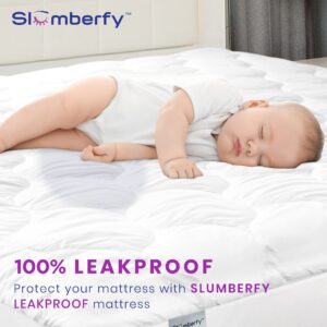 Queen Size Waterproof Premium Mattress Pad by Slumberfy – Quilted Fitted Bamboo Mattress Protector - All Natural & Breathable Fabric, Cooling Mattress Topper (60x80 in)