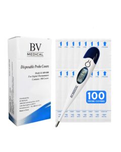 bv medical digital thermometer rigid tip 10sec. w/100 probe covers pack