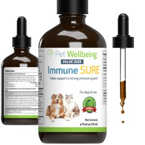 pet wellbeing immune sure for dogs & cats - vet-formulated - immune system support & protections - natural herbal supplement 4 oz (118 ml)