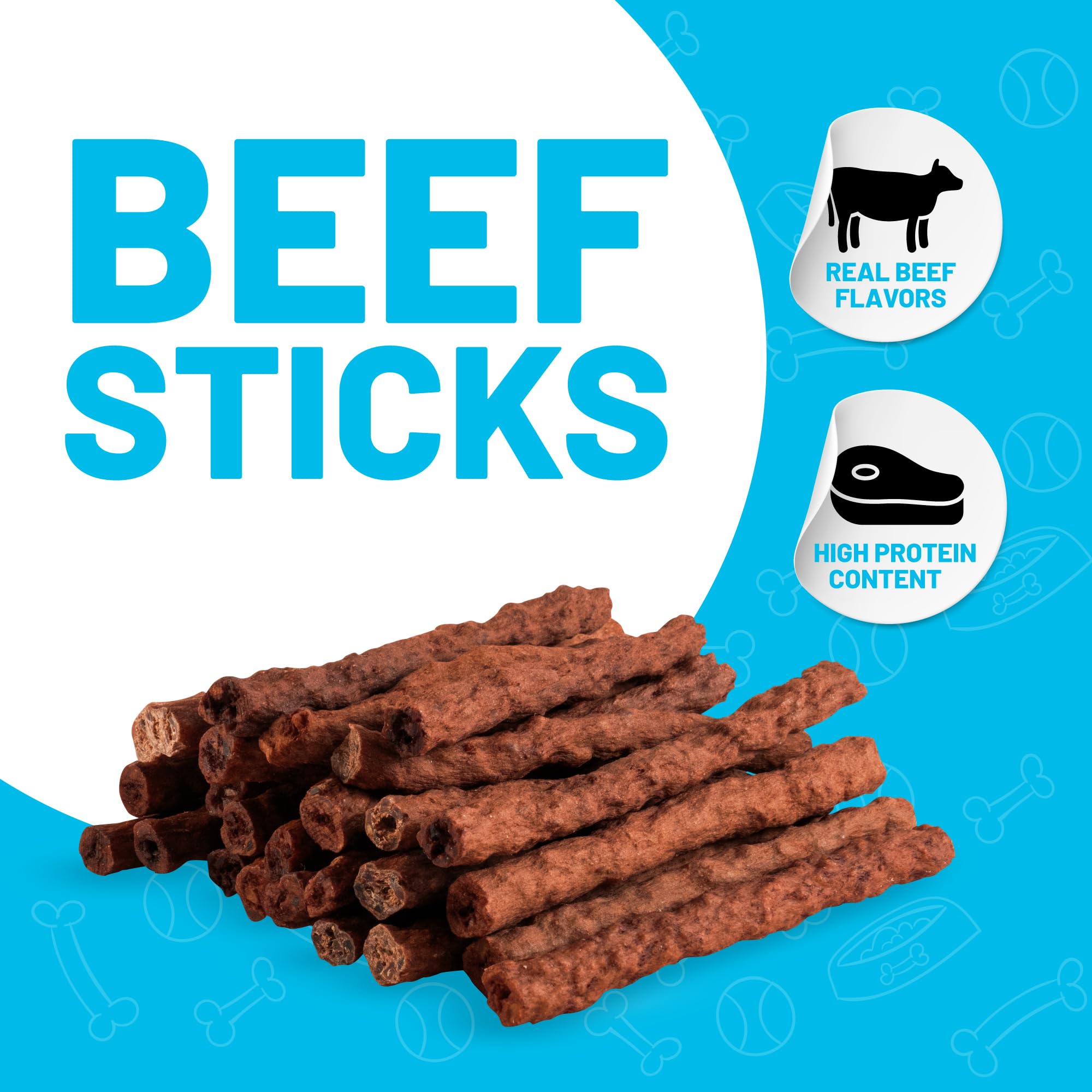 Sitka Farms Beef Sticks 5 Inch for Dogs - Crunchy Beef Premium Munchy Sticks - 50 Count - All Natural Beef Flavor Chews - for All Breeds